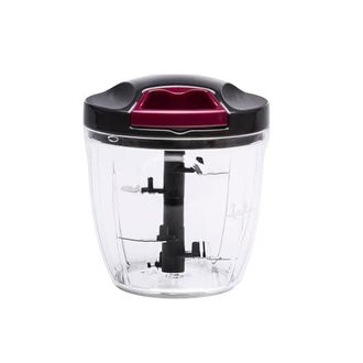 Jata Home HMAQ4506 Hachoir manuel avec corde pour tous types daliments, 4 hauteurs de coupe, lame en acier inoxydable, capacit&eacute; 900 ml, couvercle et fouet 