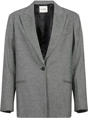Closed Blazer contemporain en laine vierge m&eacute;lang&eacute;e