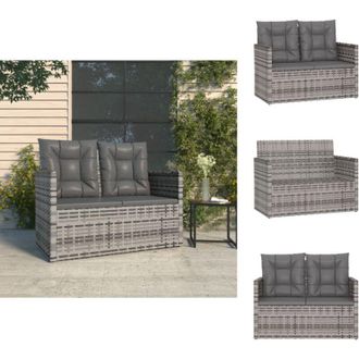 vidaXL Gartenbank mit Kissen Grau 105 cm Poly Rattan - Gartenbank - Outdoor M&ouml;bel - Rattan Gartenm&ouml;bel - Balkonm&ouml;bel - Esszimmergarnitur