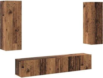vidaXL Vidaxl - 4-teiliges TV-Schranksystem - Wandmontage aus Vintage Holz