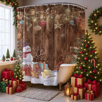 Generic Extra breiter Duschvorhang, weihnachtlicher Weihnachtsbaum, Lebkuchengrün, Polyester, wasserdicht, für Badezimmer, Badewanne, Wohnung, Dekoration, 274