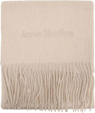 Acne Studios Logo-Stickerei Wollmischungs-Schal - - Accessories - unisex - Beige - ONE SIZE