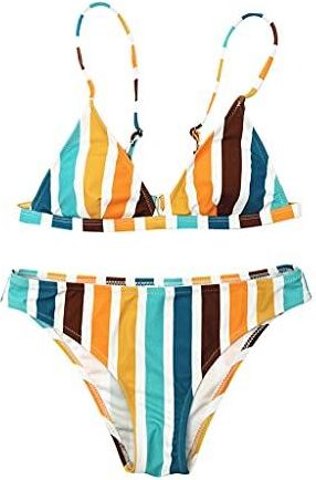 Generic Ensemble bikini pour femme - Élégant et sexy - Deux pièces - Col en V - Triangle - Push Up - Bikini ventre plat - Haut de bikini - Soutien de la poitr