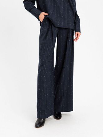 Twin-Set Weite Nadelstreifenhose aus Cr&ecirc;pe mit hohem Bund von