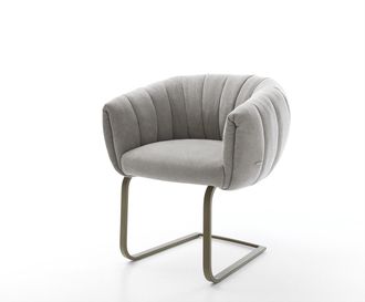 DELIFE Freischwinger Jada-Flex Strukturstoff Soft Grau Freischwinger flach Effektfinish Titan Taschenfederkern, Esszimmerst&uuml;hle