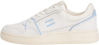 Tommy Jeans Damen Cupsole Sneaker Retro Basket Low Top, Wei&szlig; (Ecru/Light Blue), 40