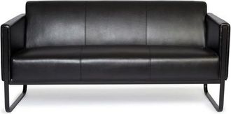 hjh OFFICE Loungesofa Bali Black Gestell schwarz Kunstleder glatt 3-Sitzer schwarz