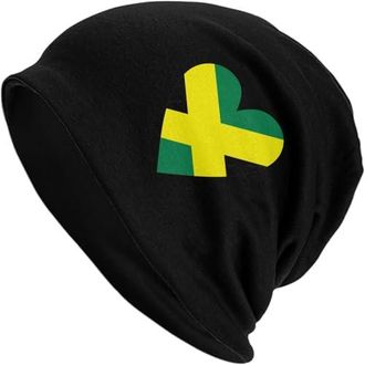 Generic Revers Bonnet Drapeau du Coeur Jamaïcain Léger Beanie Tricoté Doux Watch Hat pour À Pied Hiver