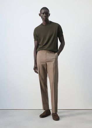 Mango T-shirt maille fine 100 % coton chocolat - Homme - XXL - MANGO MAN