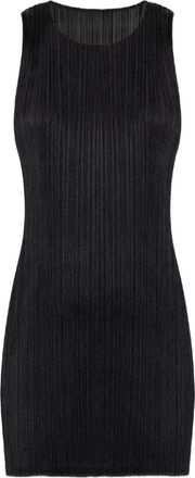 Pleats Please Issey Miyake robe courte sans manches à design plissé - Noir