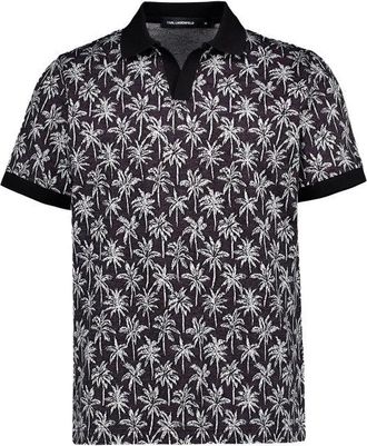 Karl Lagerfeld Herren Polo-Shirt schwarz Baumwolle