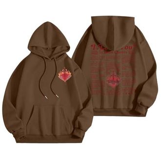 Generic Sweat &agrave; capuche &agrave; manches longues pour la Saint-Valentin 2026 pour femme (2), caf&eacute;, XXL