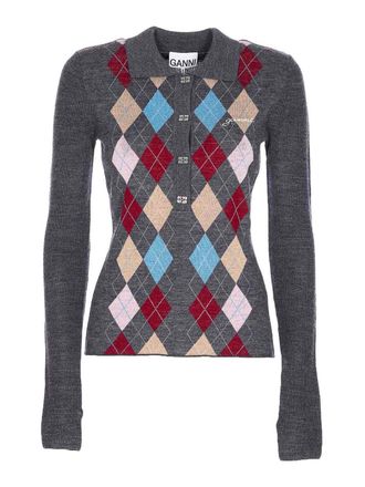Ganni Poloshirt - Grau