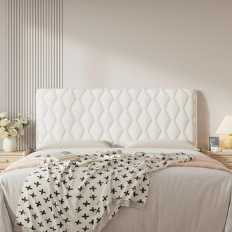 Generic Dehnbarer Gesteppter Verst&auml;rkter Kopfteilbezug aus Samt Queen Bett King Bett Staubdichter Schutz f&uuml;r Wohnheim Schlafzimmer Beige 120cm/47in