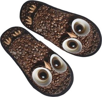 Generic Pantoufles DHiver Hibou Du Caf&eacute; Unisexe Slippers Chaud Chaussons Invit&eacute;s Pour Int&eacute;rieur Homme Camping M