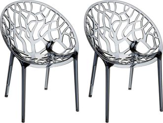 Clp 2er-Set XXL Gartenstuhl-Crystal aus Kunststoff I 2 x Wetterbest&auml;ndiger Stapelstuhl mit Einer maximalen Belastbarkeit von 160 kg, Farbe:grau