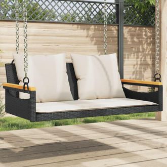 vidaXL Balancelle avec coussins noir 109x62x40 cm r&eacute;sine tress&eacute;e Vidaxl