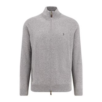 Polo Ralph Lauren Homme, Pulls, Gris, Taille: XL Pull en Laine avec Logo Brodé et Fermeture Éclair