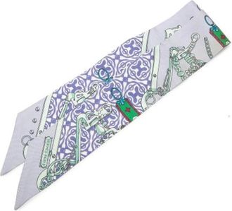 Herm&egrave;s Pre-owned Mors Et Gourmettes Remix Twilly Scarf - Femme - Pre-owned - Violet - Taille: ONE Size