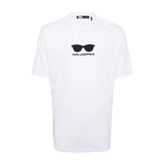 Karl Lagerfeld Sonnenbrille-besticktes T-Shirt - - Tops - Herren - Wei&szlig; - M
