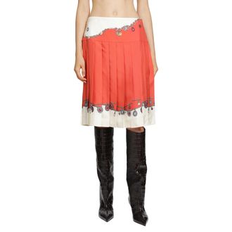 Versace Printed Twill Silk Midi Skirt