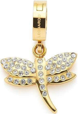 Leonardo Pendentif Clip & Mix Elisabeth - Pendentif en acier inoxydable doré - Libellule stylisée avec sertissage pavé - Bijou cadeau pour femme - 024964, 2,2 