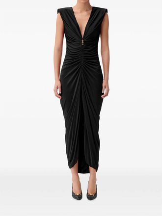 Versace Ruched Viscose Gown - Black