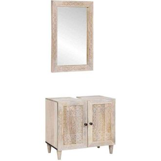 vidaXL Badezimmermöbel-Set mit Regal mit Tür 2 pcs Weiß Holzwerkstoff vidaXL