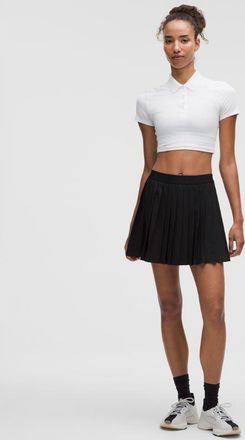 lululemon Plissierter Tennisrock mit hohem Bund Lang für Frauen - Größe 12 in Black