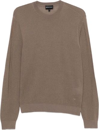 Emporio Armani pull texturé à col rond - Marron