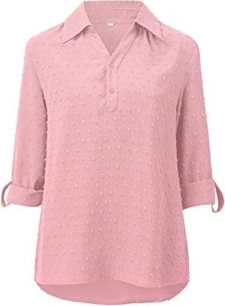 Generic 2026 Vestes pour femmes, automne et hiver, chemise &agrave; manches longues en laine jacquard, veste ample d&eacute;contract&eacute;e, rose, M