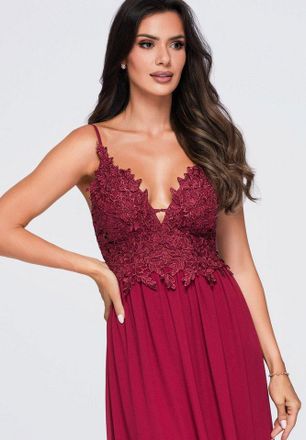 Ombre Abendkleid Damen Abendkleid mit flie&szlig;endem Schnitt Bordeaux S (kein Set, 1-tlg) Unterrock