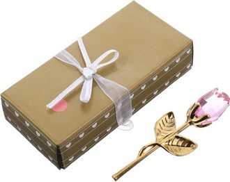 Garneck Kristallrose Rosendekoration mit Goldenem Stiel und Rosa Bl&uuml;te 20X30X90Mm Langlebiges Rosenornament f&uuml;r Valentinstag Wohnkultur und Tischdekoration