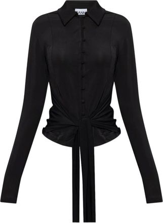 Ganni Femme, Pulls, Noir, Taille: 36 FR Cardigan avec lien d&eacute;coratif