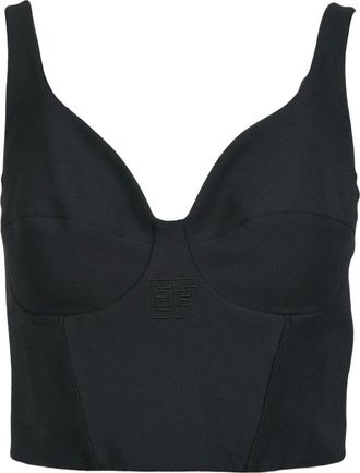 Elisabetta Franchi Femme, Tops, Noir, Taille: 42 FR Haut Élégant en Polyester et Élasthanne