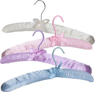 Angoily 4 St&uuml;ck Gepolsterte Kleiderb&uuml;gel aus Schaumstoff rutschfest Pastellfarbene Satin Bespannung f&uuml;r Schwere Kleidung Knitterfreie Aufbewahrung Vielseitig 