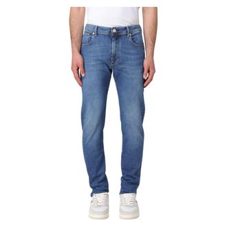 Incotex Homme, Jeans, Bleu, Taille: W38 Pantalon Droit en Denim Lav&eacute;