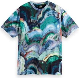 Scotch & Soda Front and Back Artwork Relaxed fit t-Shirt, Pitch Green, L Hommes