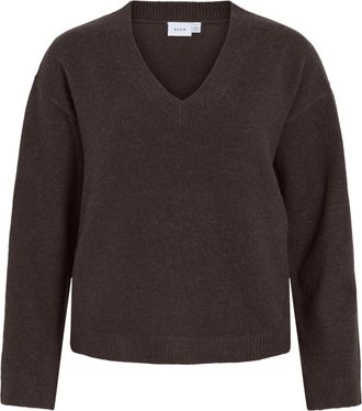 Vila Viliga L/S Rev V-Neck Knit Top - Noos