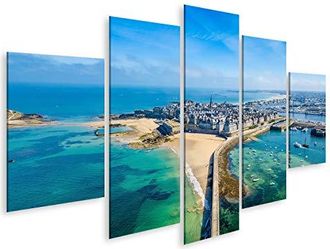 Islandburner Tableau Tableaux sur toile Vue a&eacute;rienne de la belle ville des corsaires - Saint Malo en Bretagne, France UPZ