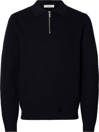 Selected Slhdane Ls Knit Struc Half Zip Polo Noos