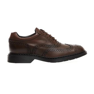 Hogan Homme, Chaussures, Brun, Taille: 40 EU Chaussures en Cuir Marron &agrave; Lacets Aw23