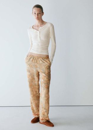 Mango T-shirt de pyjama 100 % coton ivoire - Femme - S - MANGO