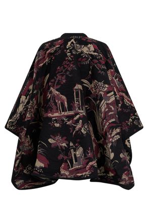 Etro Womens Cape With Paisley Pattern, Black Cotton Capes Jacket