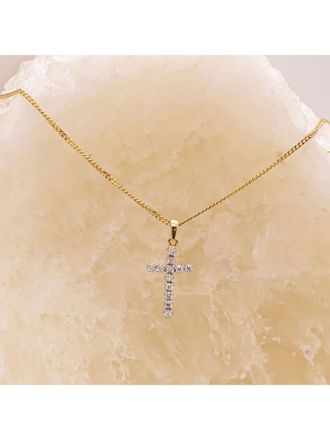 Diamonds By Ellen K. Halskette Gold 585 Kreuz mit 12x Diamant zus. 0,12ct