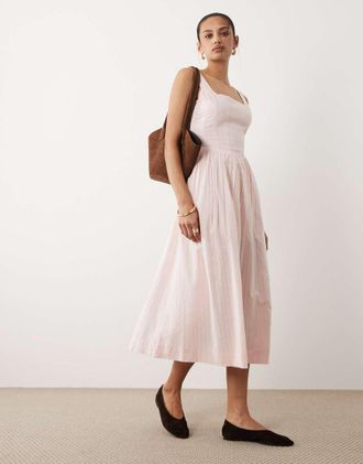 Cotton On Maxikleid in Rosa mit Korsett-Design und tiefer Taille