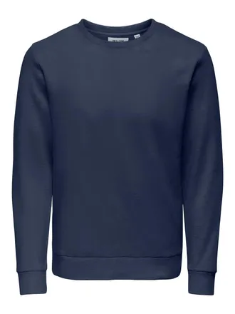 Only & Sons Sweatshirt ONLY & SONS ONSCHASE REG CREW SWEAT OTL, Herren, Gr. XXL, navy blazer, angeraute Sweatware, Obermaterial: 52% Baumwolle, 48% Polyester, uni