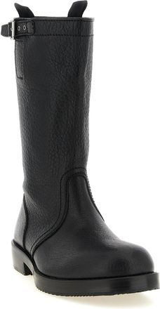 Dries Van Noten Hammered Leather Boot - Black