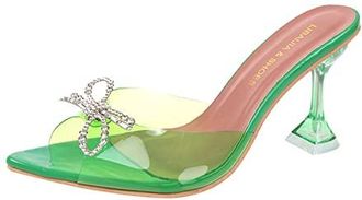 Generic Sandales &agrave; talons hauts en PVC transparent avec noeud et strass, vert, 37 EU