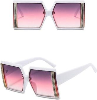 Generic Lunettes de soleil de luxe tendance pour femmes vintage surdimensionnées lunettes de soleil femme grand cadre nuances noir femme Uv400, blanc, taille 